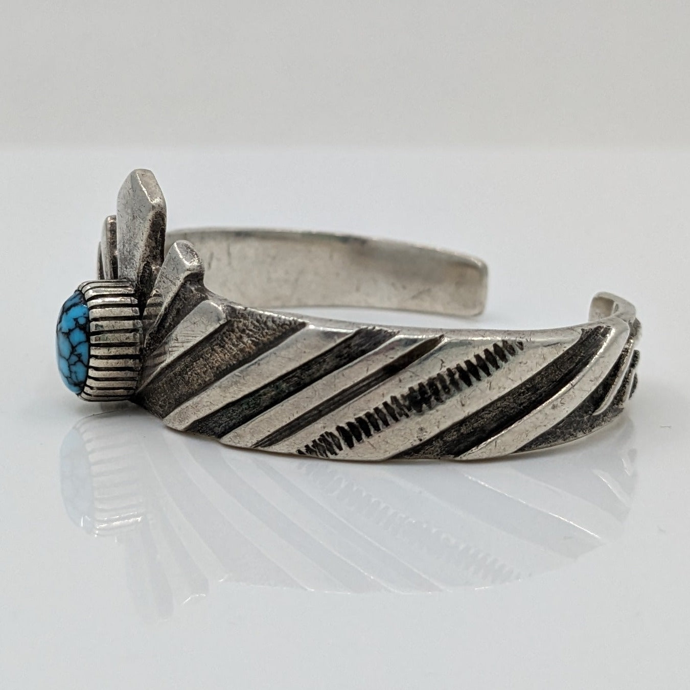 Jason Livingston Turquoise and Detailed Sterling Designed Cuff
