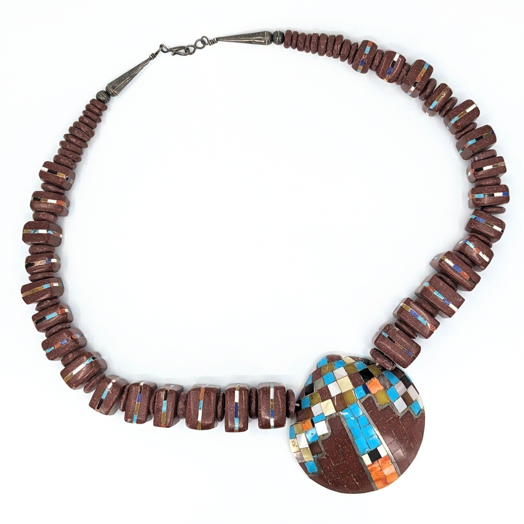Raymond Rosetta - Heavy Stone and Shell Santo Domingo (Kewa) Necklace ...