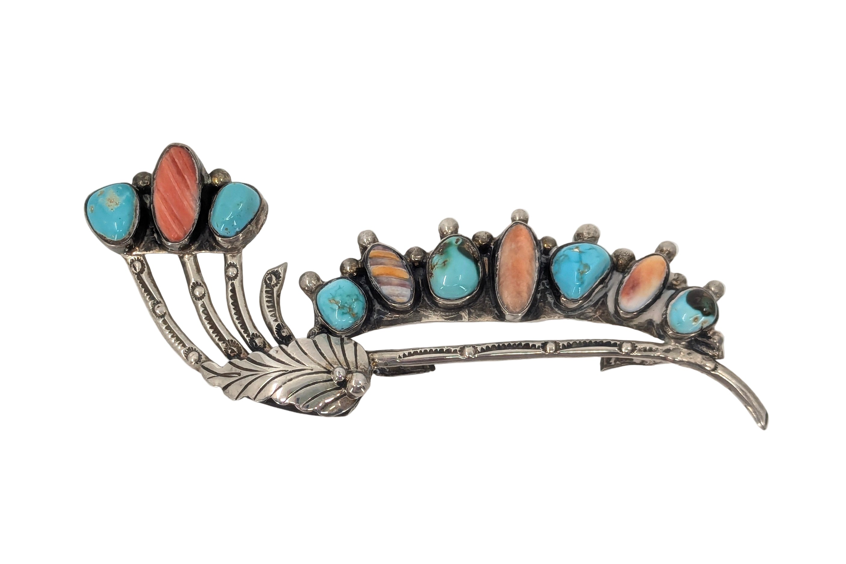 Mary & Lee Weebothee - Zuni Sterling, Turquoise, & Orange Spiny Oyster ...
